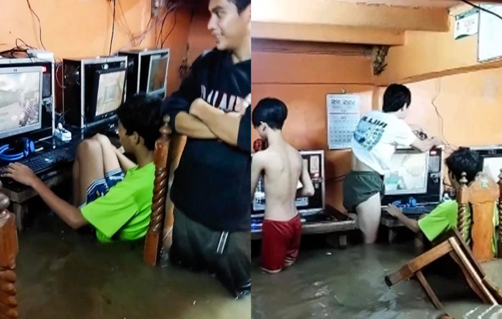 ไม่หวั่นแม้วันน้ำท่วม ! เผยภาพร้านเกมในฟิลิปปินส์ ที่ยังเล่นกันต่อ ก่อน ...