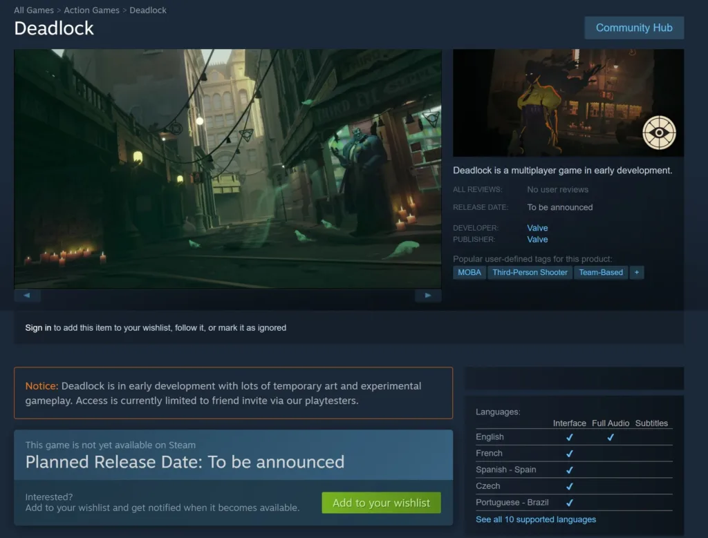 Deadlock เกม Hero Shooter แบบ 6v6 น้องใหม่จาก Valve เปิดหน้าร้านค้า ...